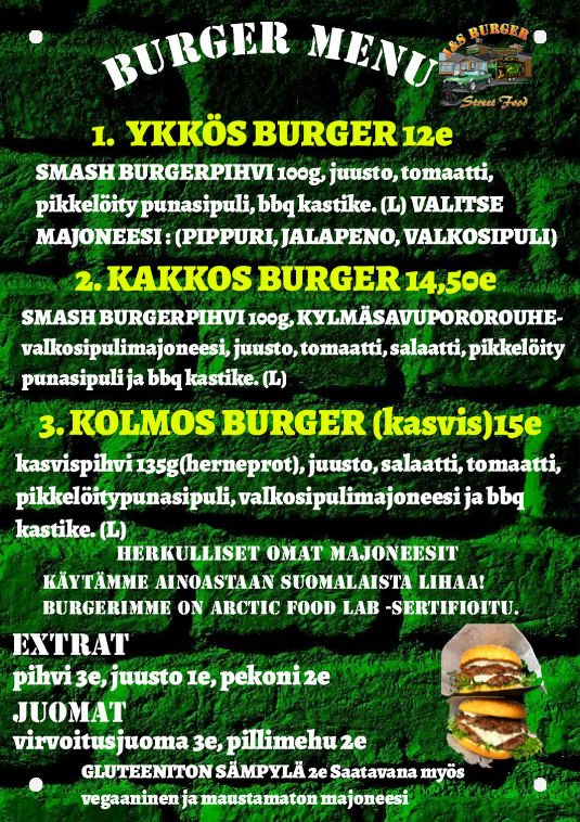 Menu - J&S Burger Grilli-Ravintola ja grillivaunu